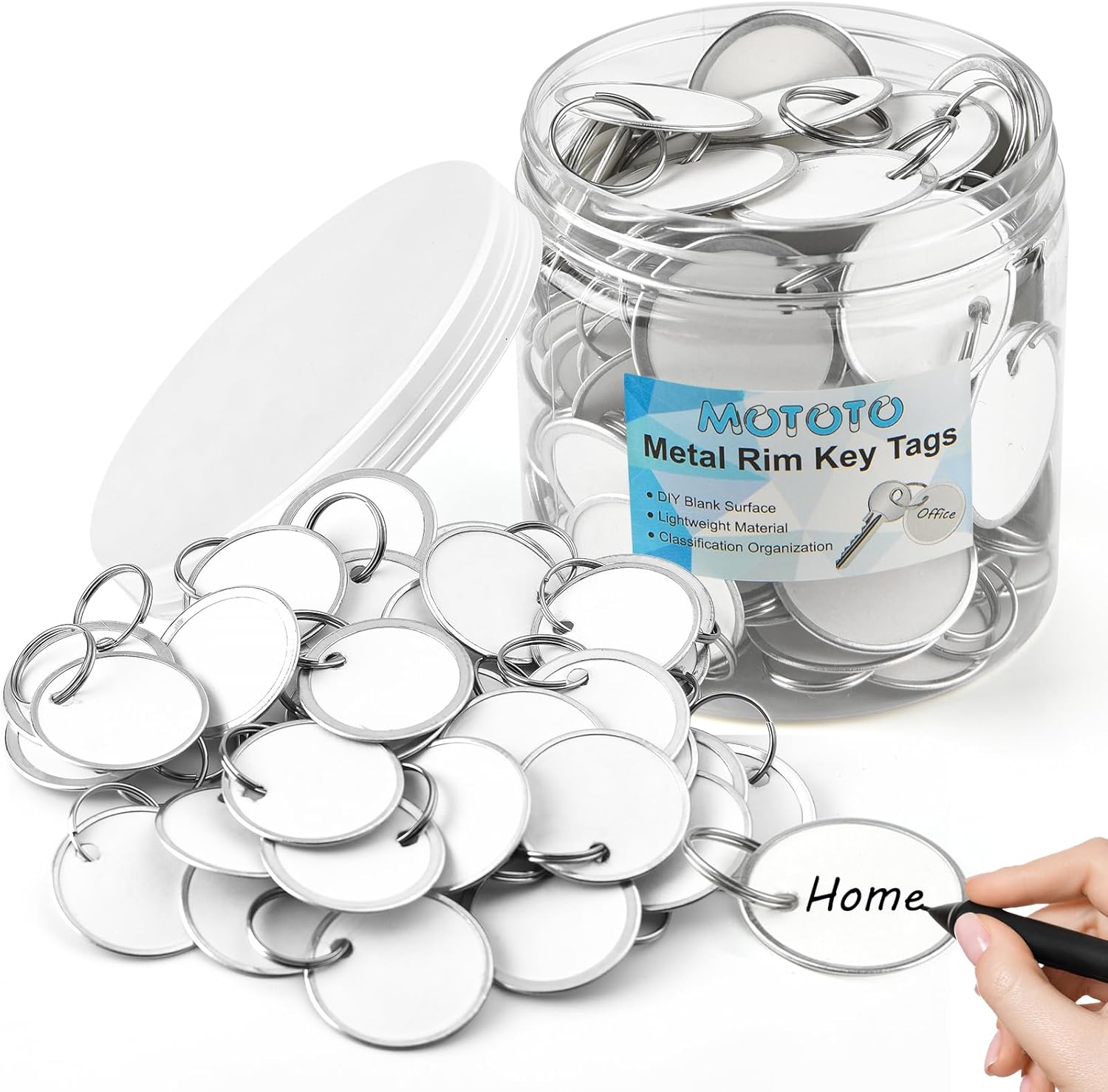 Amazon.com : 120 Pieces Metal Rim Key Tags Blank Round Paper Key Tags 1 ...