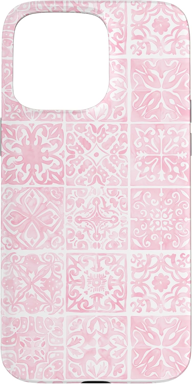 Amazon.com: iPhone 15 Pro Max Light Pink Porcelain Mediterranean ...