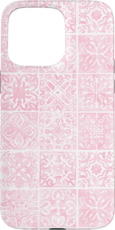 Amazon.com: Light Pink Porcelain Mediterranean Watercolor Tile Majolica ...