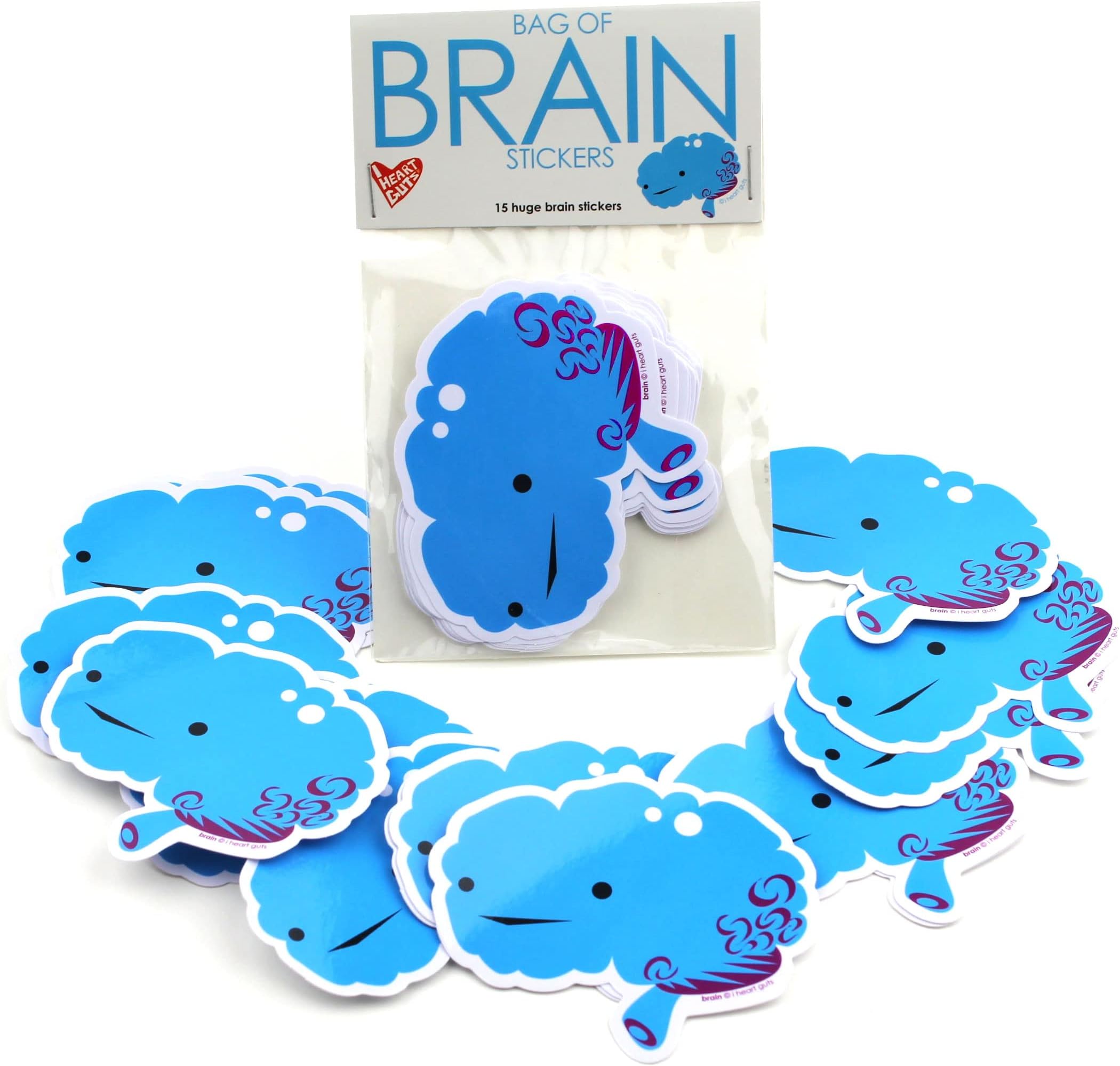 Amazon.com: I Heart Guts Bag of Brain Stickers - 15 Brain Stickers ...