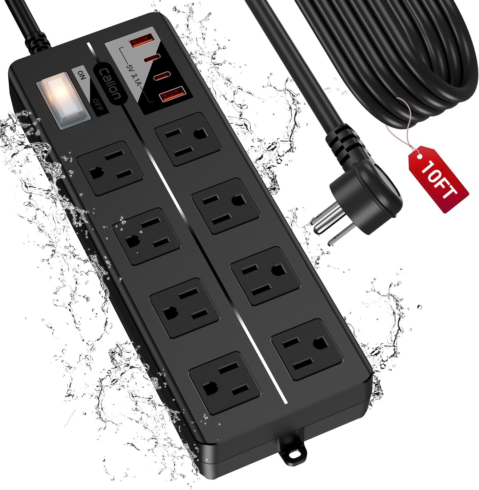 Amazon.com: CALION Outdoor Power Strip Weatherproof,10FT Outdoor ...