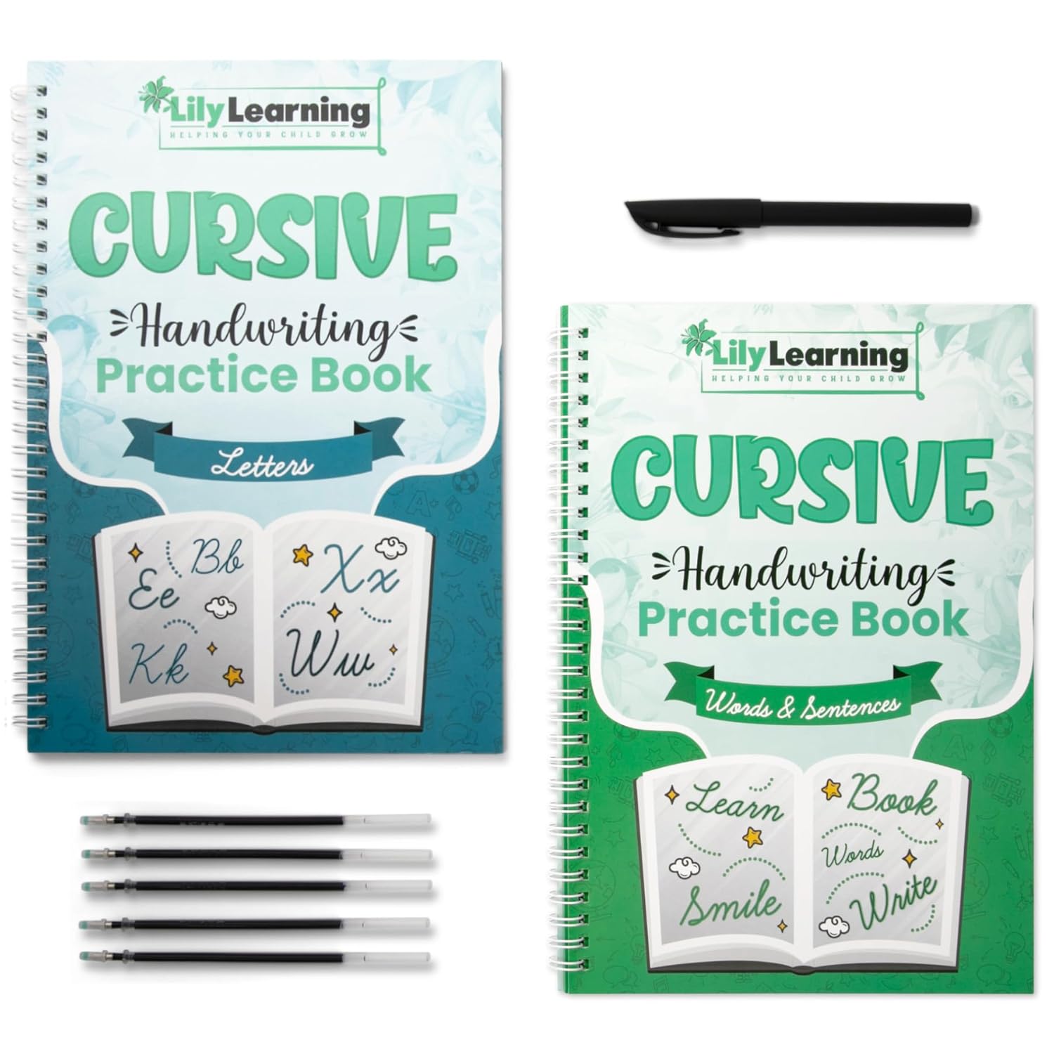Amazon.com: Lily Learning Cursive Handwriting Kit - Reusable Copybooks ...