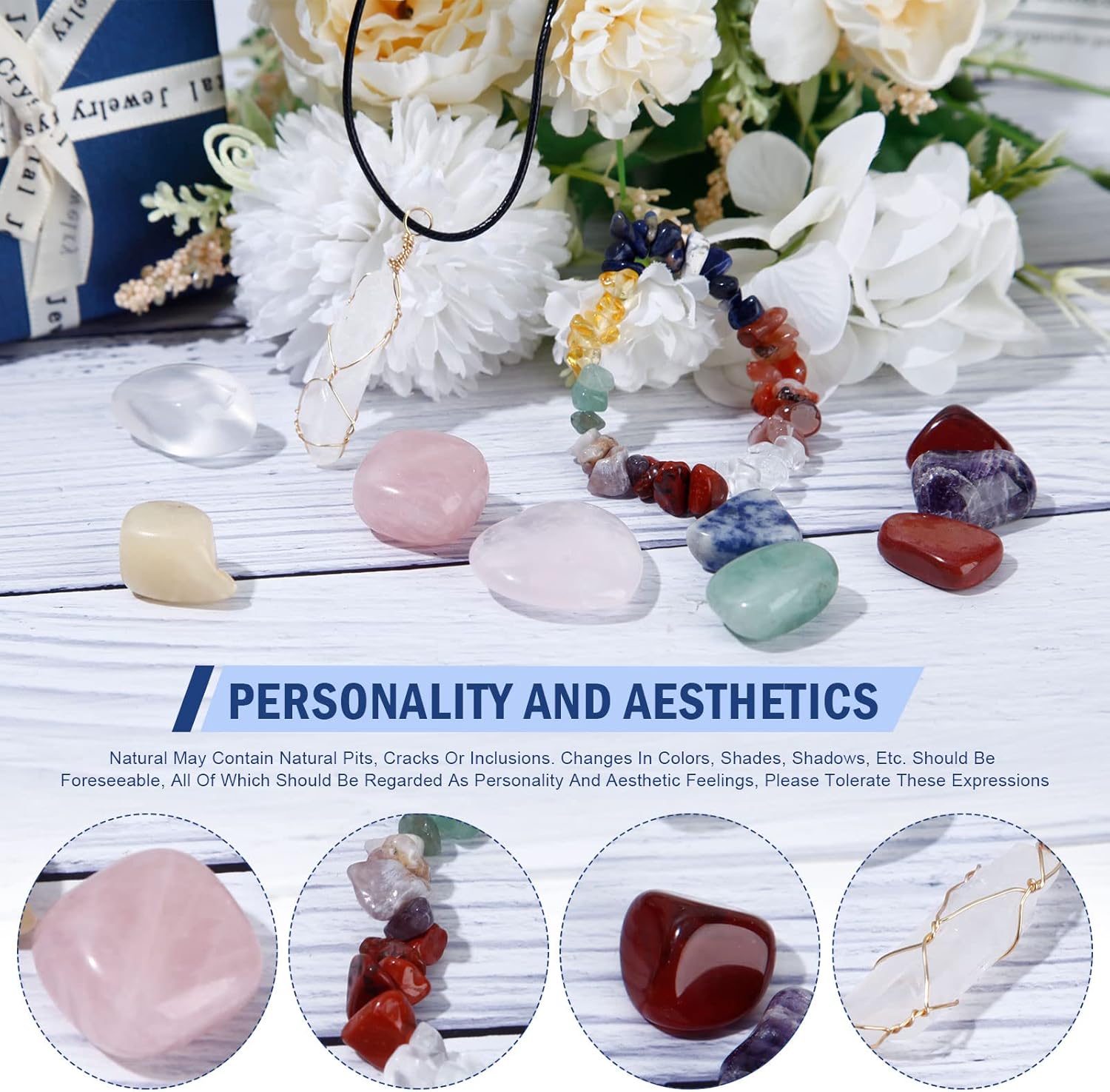 Healing Crystals Kit in Gift Box 7 Chakra Set Tumbled Stones, 7 Chakra ...