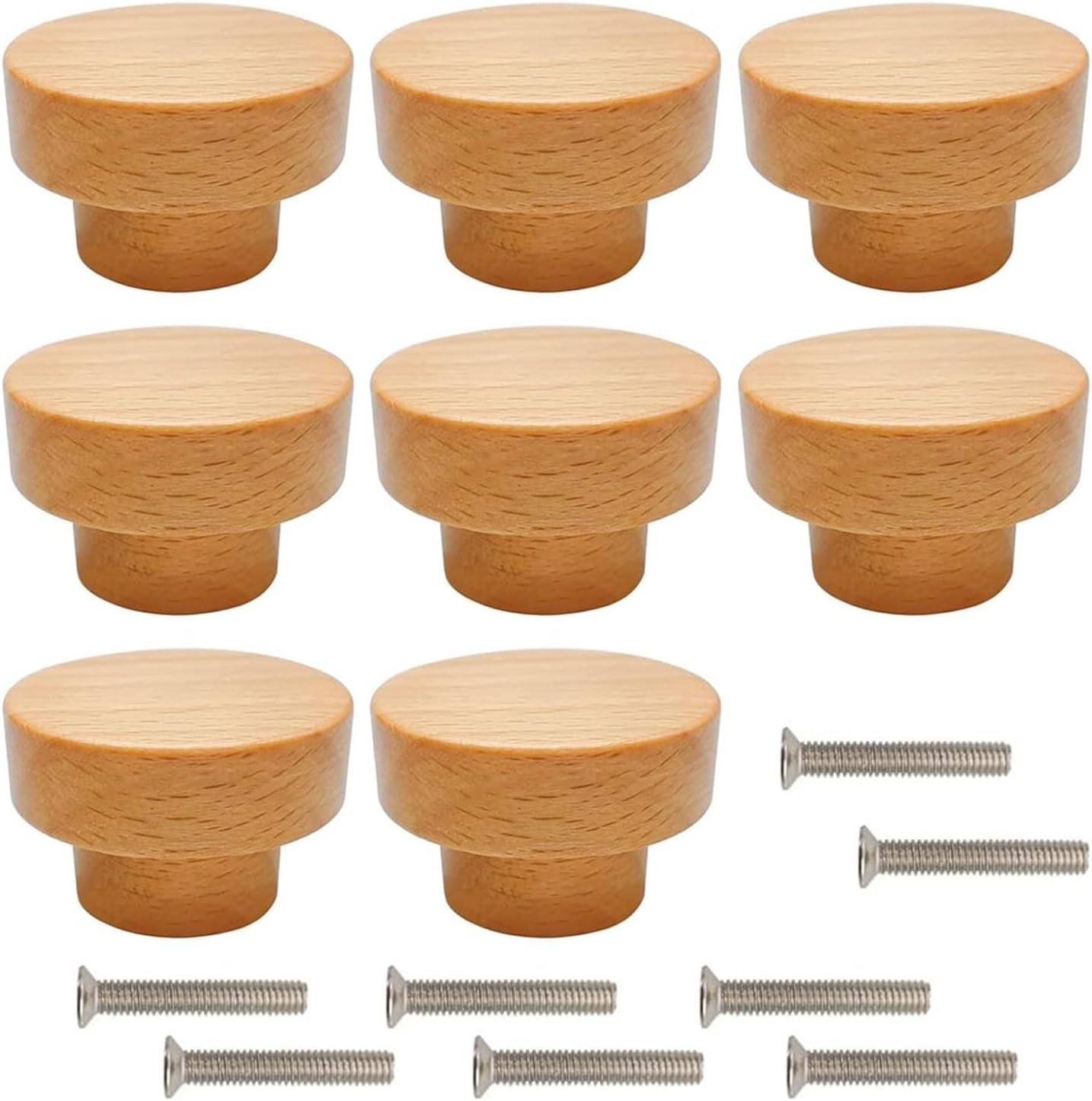 8 Pcs Drawer Knobs Wood, Round Cabinet Knobs Handles, Small Wood Drawer ...