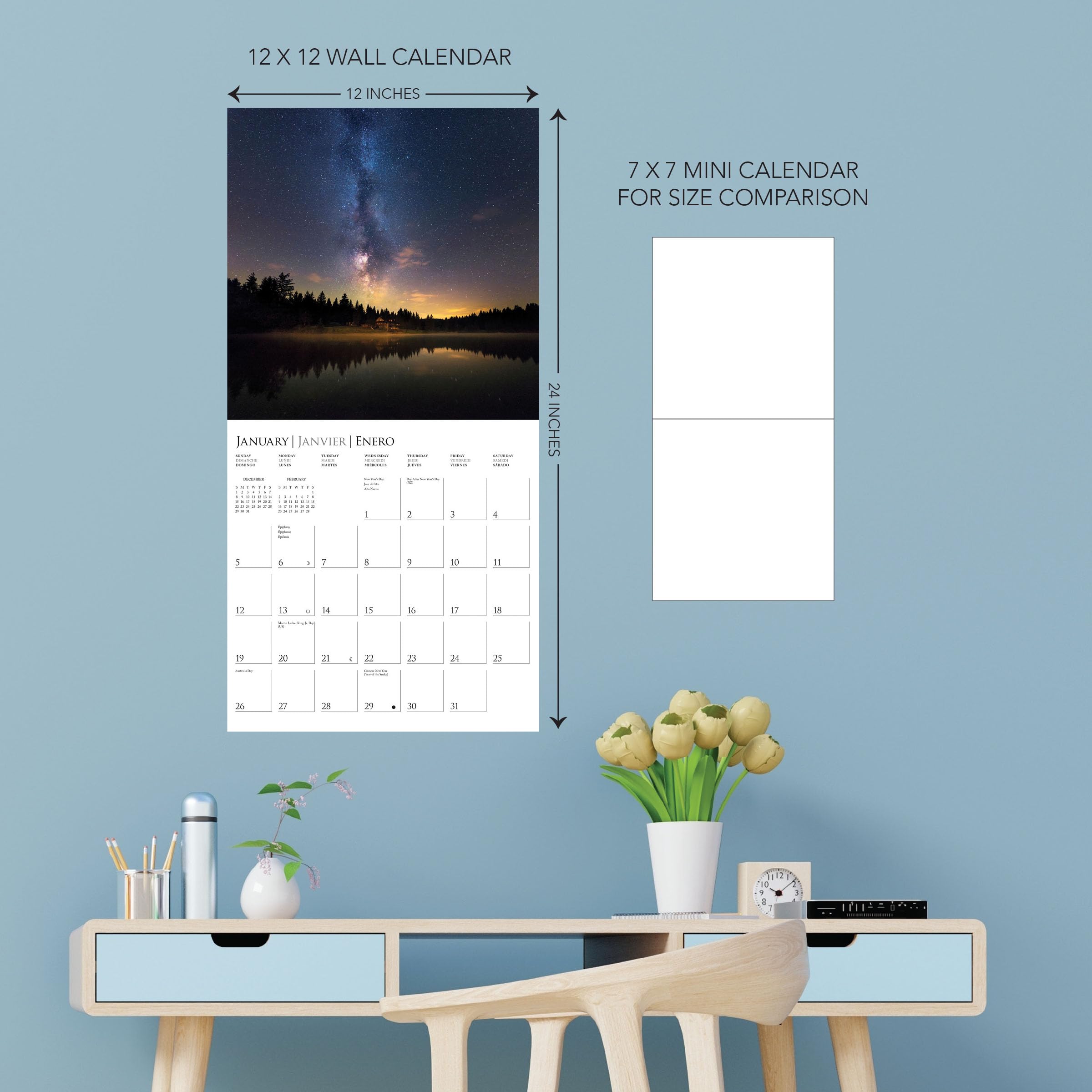 Snapklik.com : 2025 Stargazing Wall Calendar 12” X 12” Thick Paper Home ...