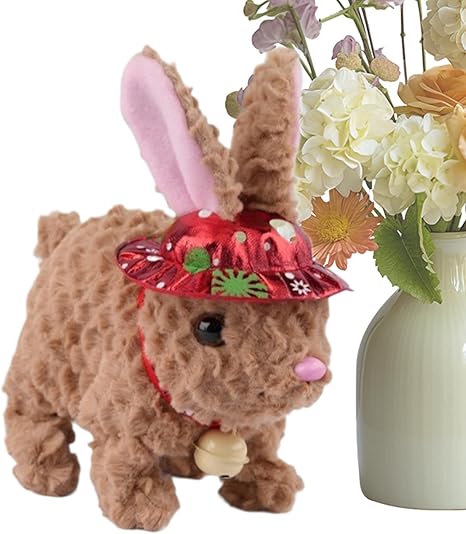 Matoebyr Electric Bunny Plush Toy, Realistic Interactive Hopping ...