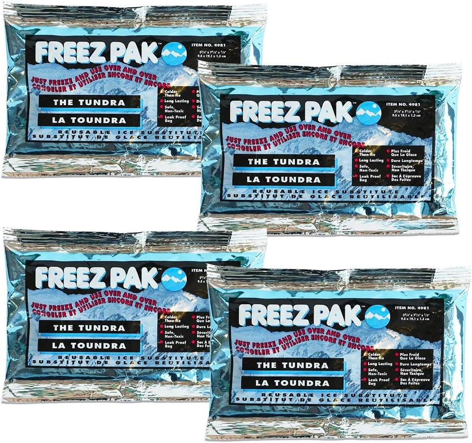 Amazon.com: 4 Pack of Freeze Paks - The Tundra 3 7/8 x 8 3/4 x 1/2 ...