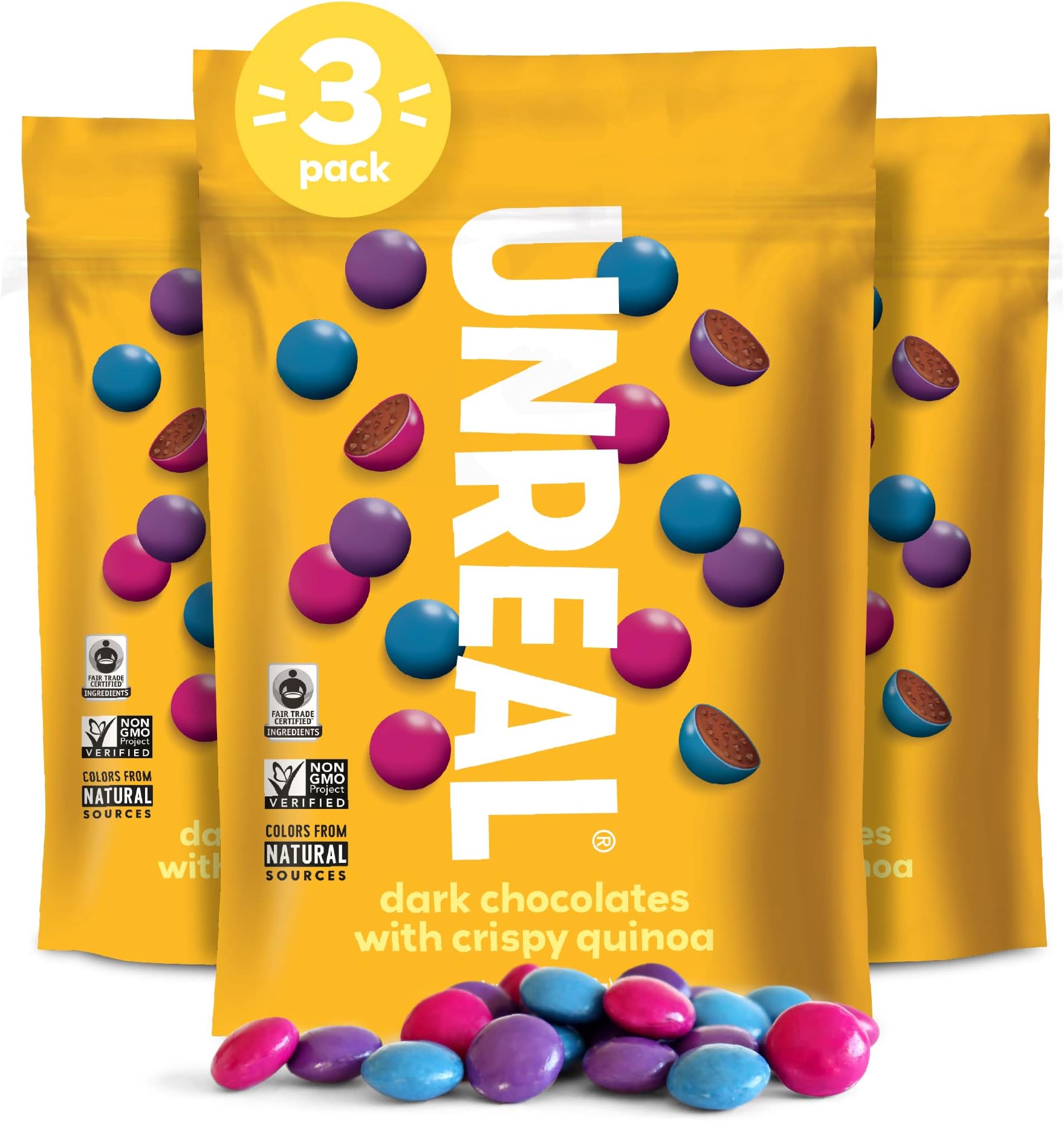 Amazon.com : UNREAL Dark Chocolate Caramel Peanut Nougat Bars (1 Bag ...