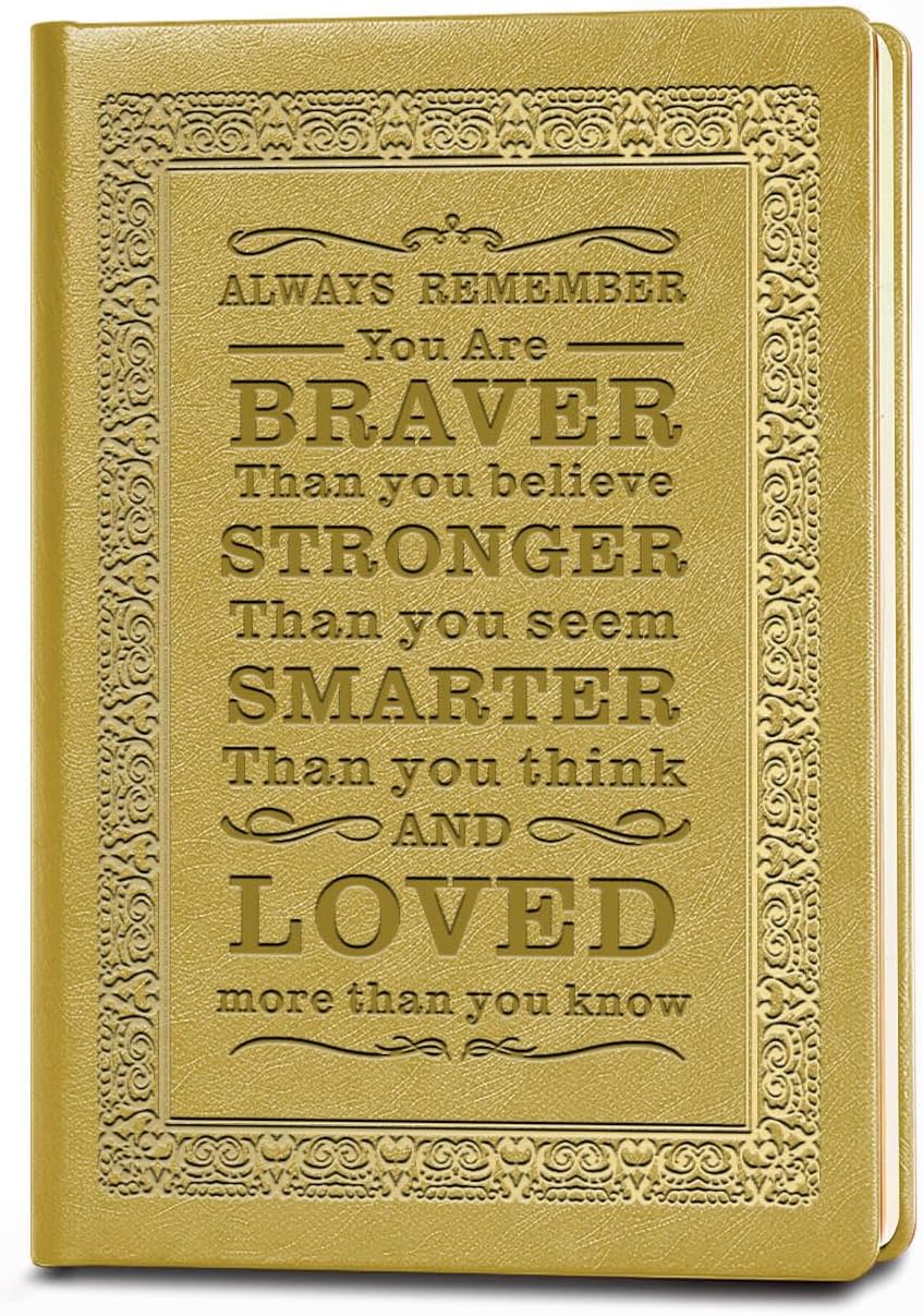 Amazon.com : JOHSBYD Yellow A5 Lined Leather Journal Notebook ...