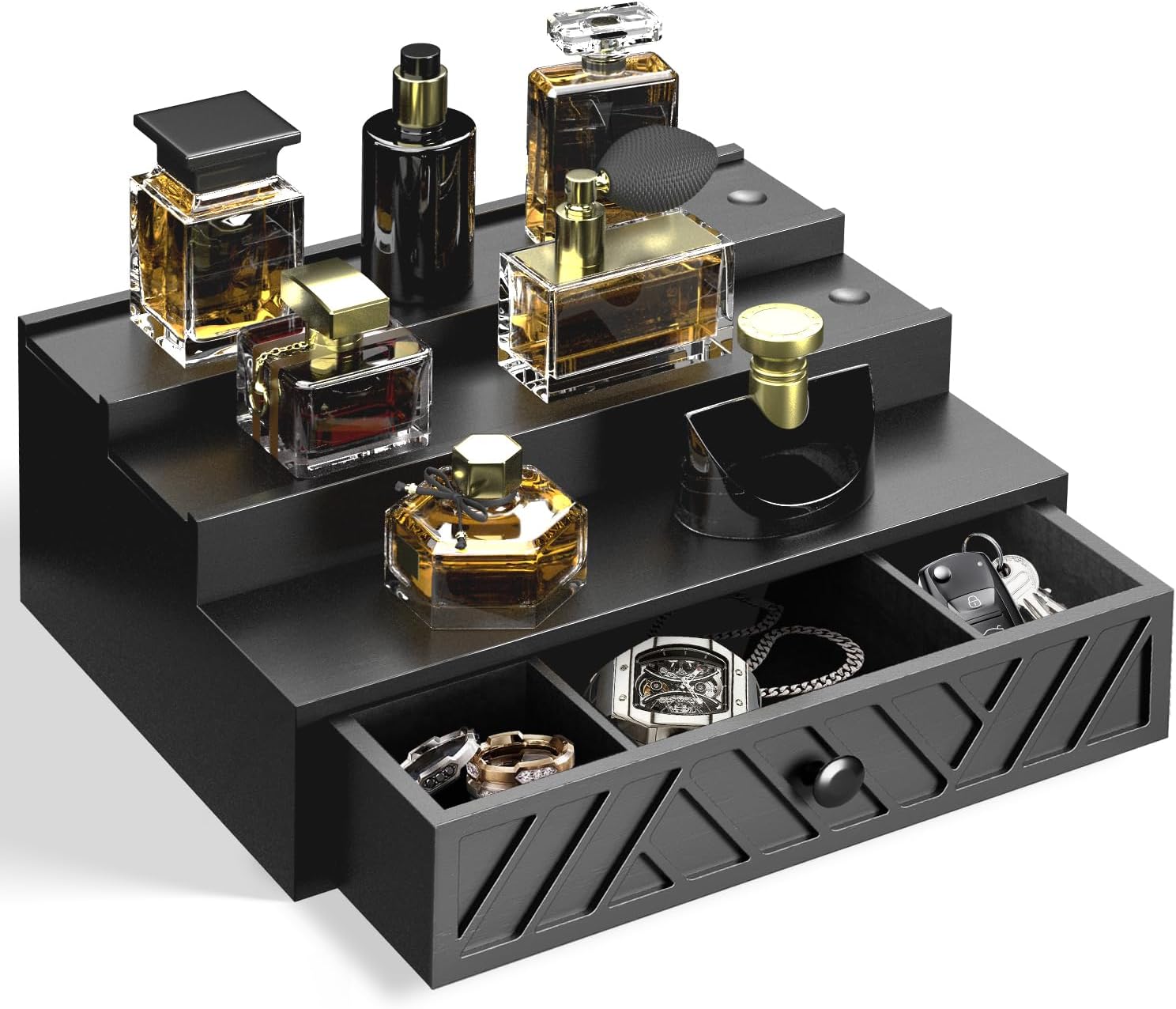 Amazon.com: Cologne Organizer for Men, 3 Tier Perfume Stand With Drawer ...