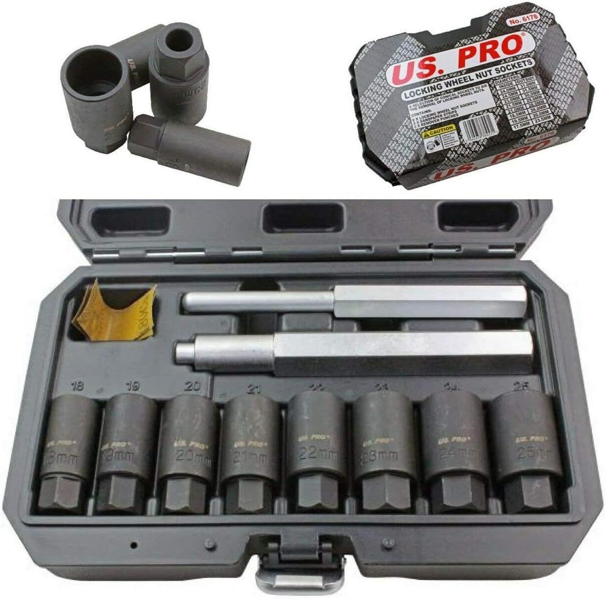 US PRO Tools Locking Wheel Nut Removal Sockets, (Socket, Alloy Wheels ...