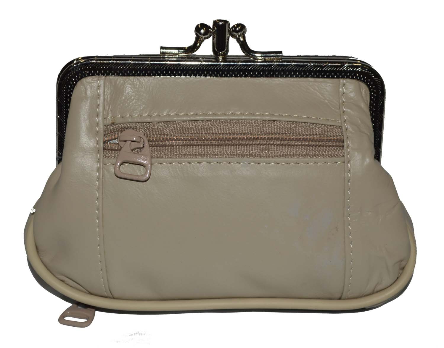 Amazon.com: LeatherBoss Large Coin Purse Double Frame With Zipper ...