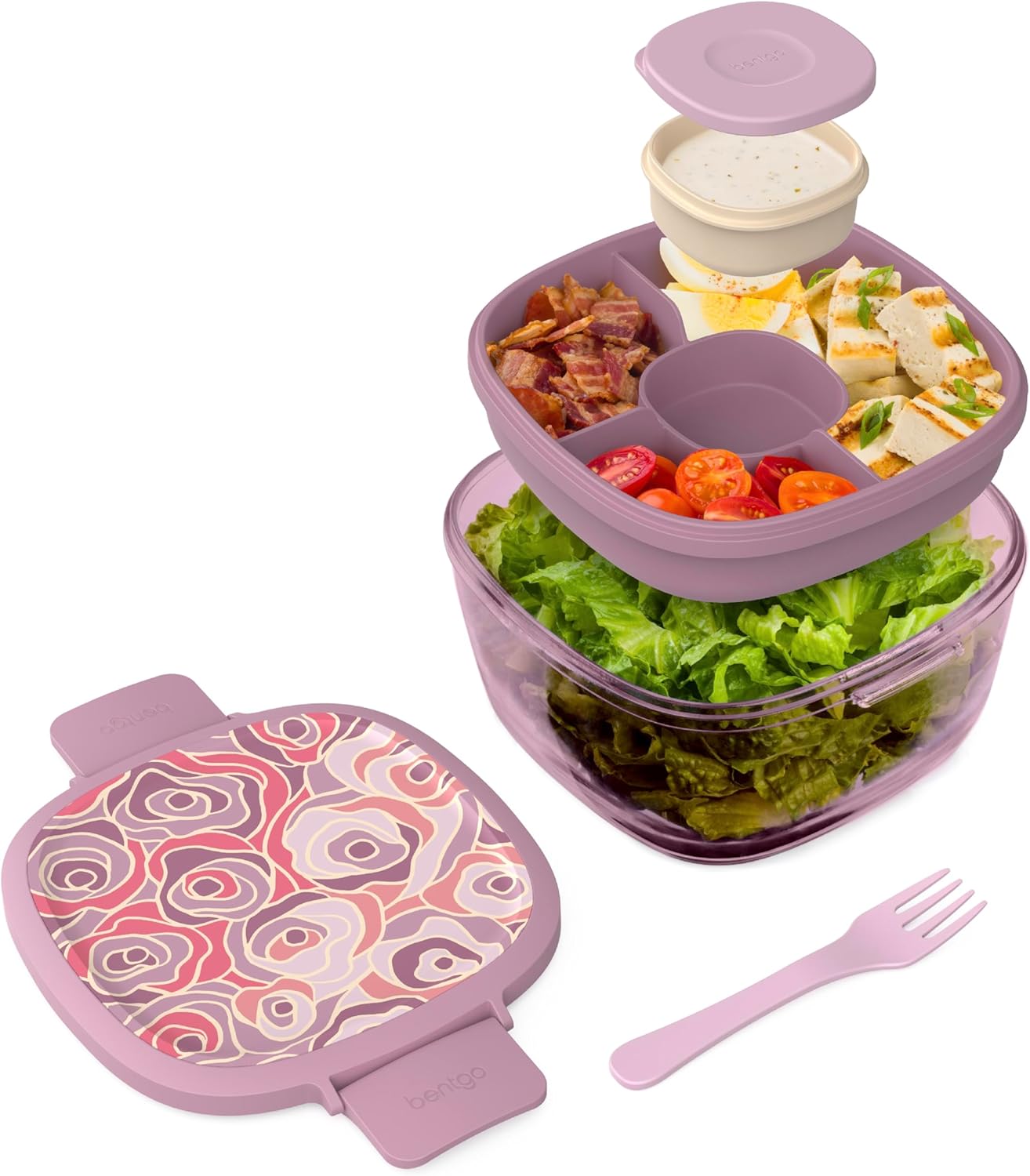 Amazon.com | Bentgo Glass Prints All-in-One Salad Container - 61oz ...