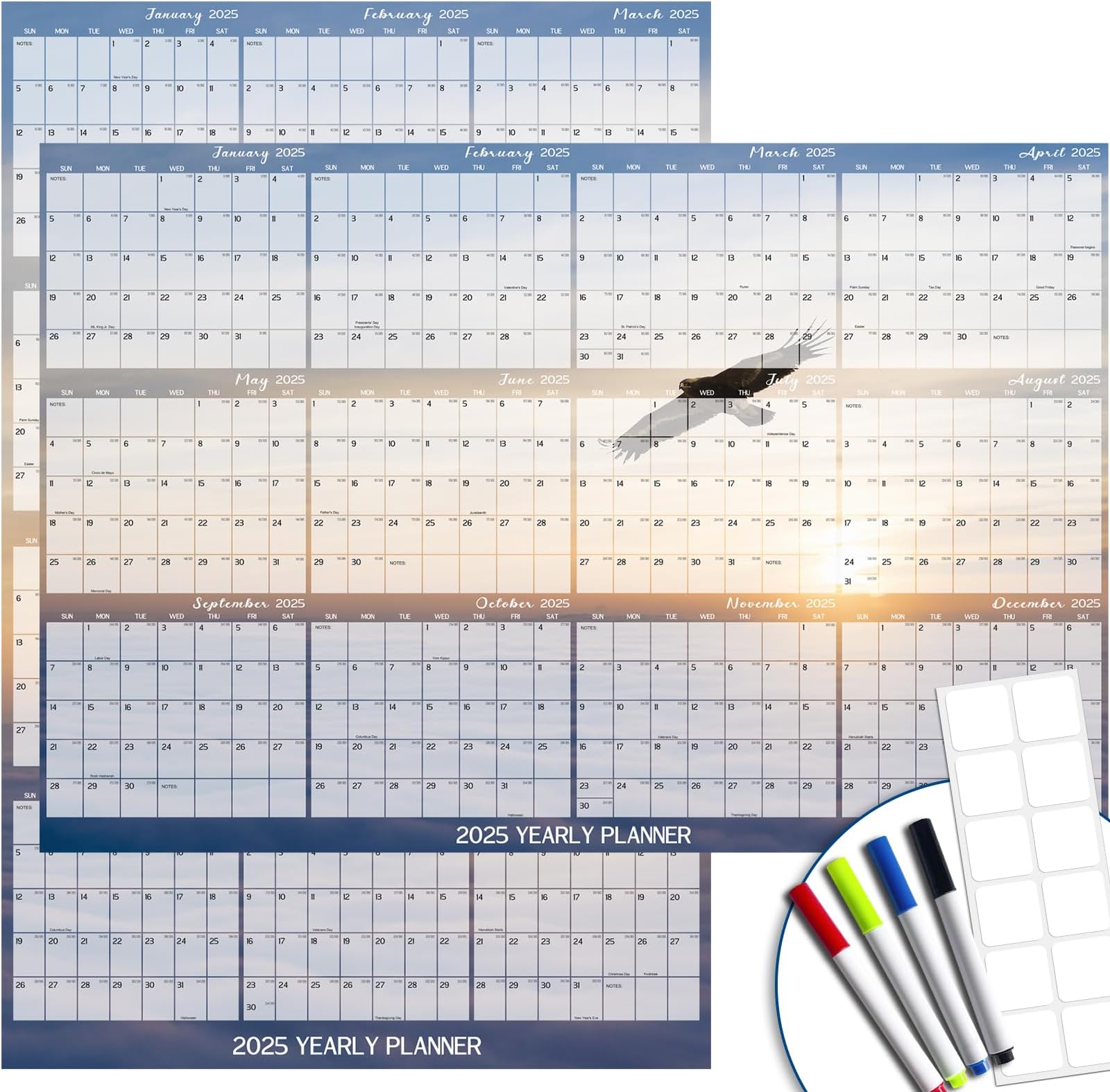 Amazon.com: 32" x 48" 2025 Wall Calendar Dry Erase - Large Scenery ...