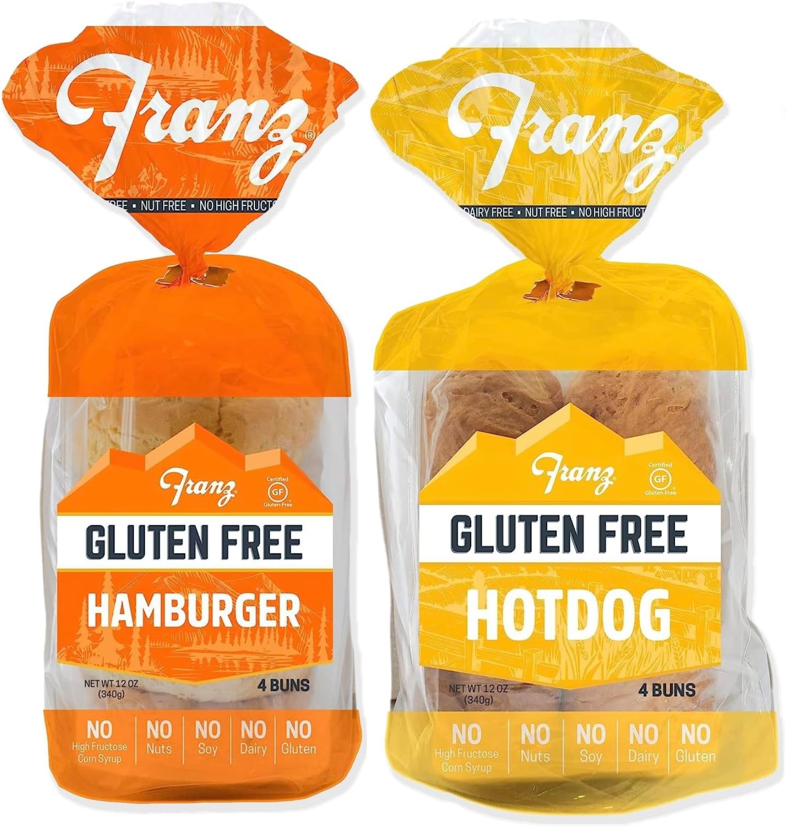 Amazon.com: Franz Bakery Gluten Free Hamburger and Hot Dog Bun - 2 Pack ...