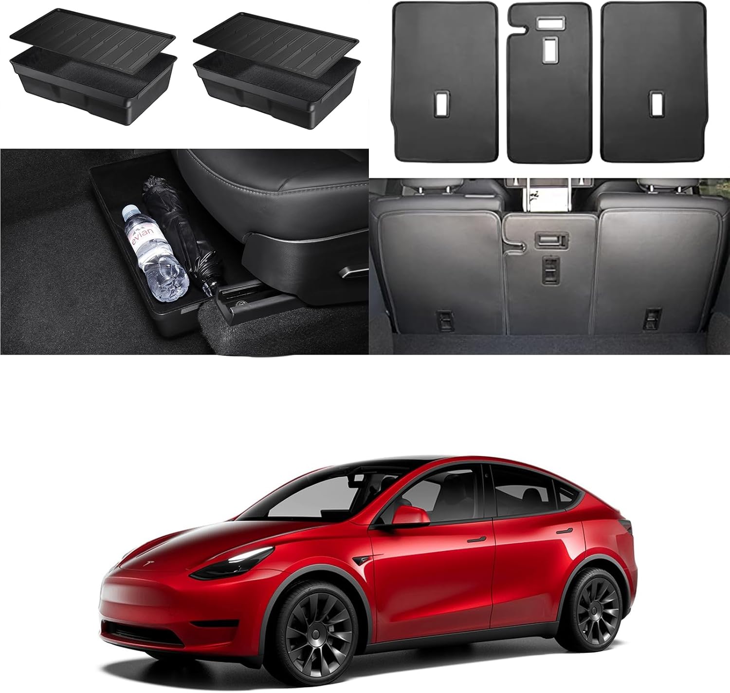 Amazon.com: BASENOR 2PCS Tesla Model Y Under Seat Storage and Second ...