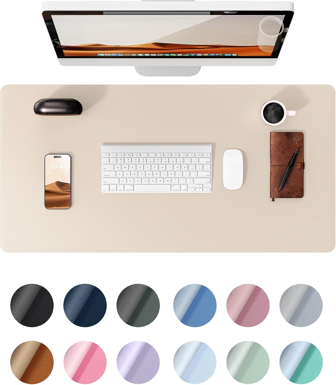YSAGi Leather Desk Mat, Large Mouse Mat, Non-Slip Desk Pad, Waterproof ...