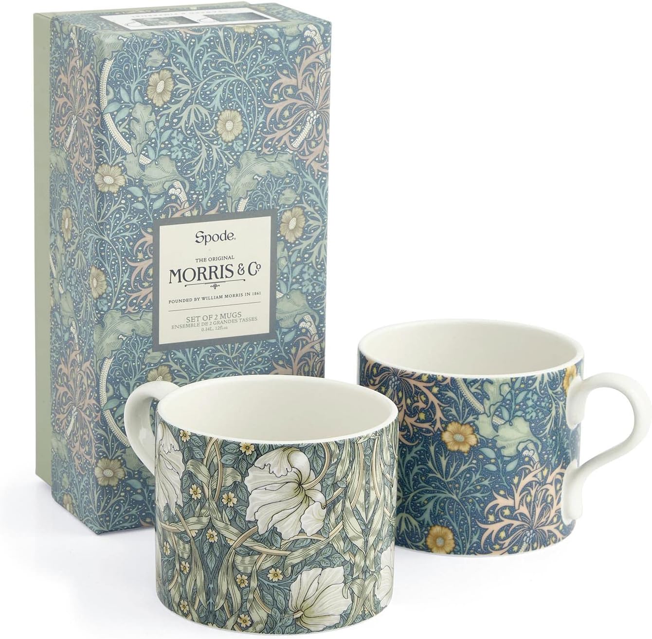 WILLIAM MORRIS GOLDEN LILLIES GIFT BOXED MUGS BONE CHINA FREE UK ...
