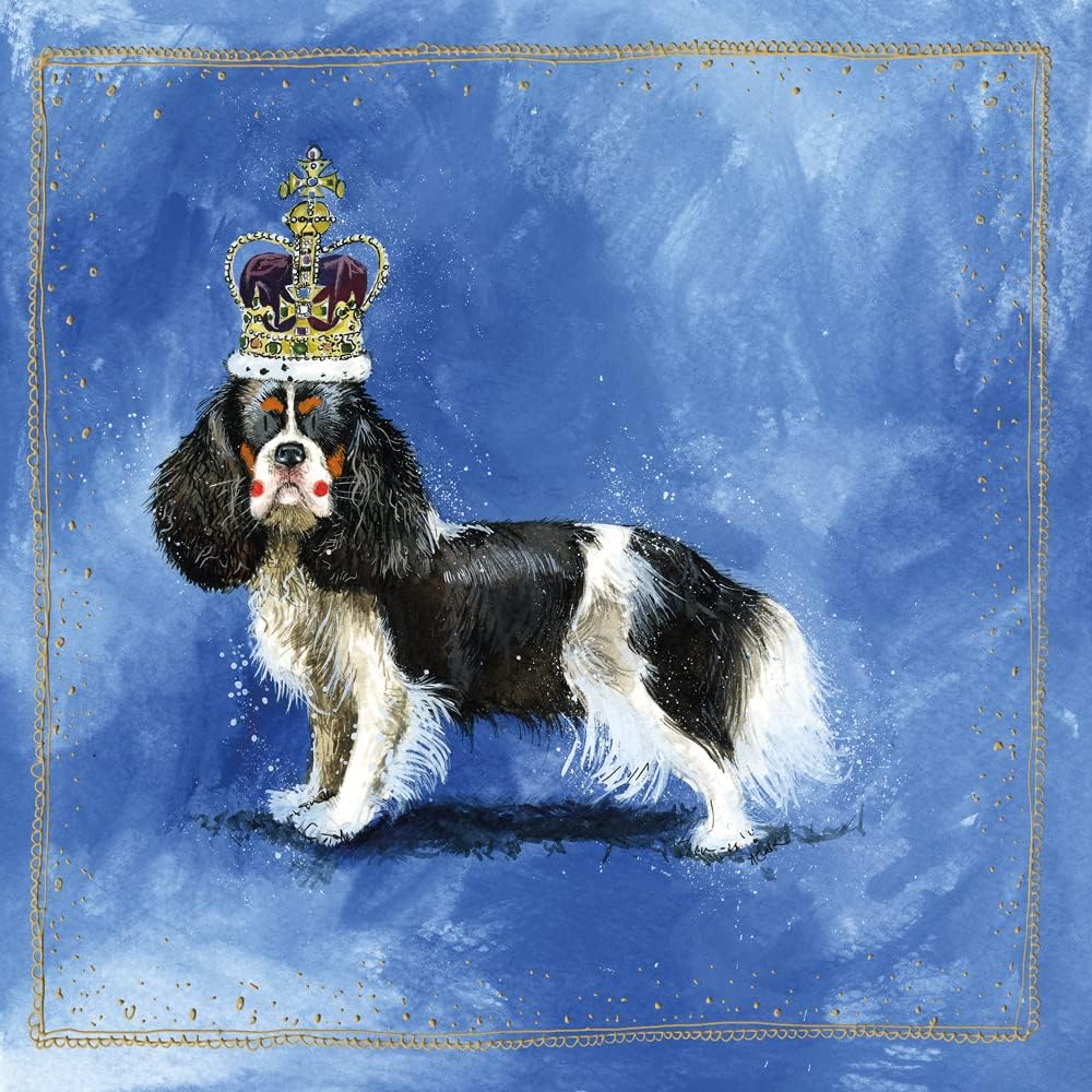 Alex Clark King Charles Dog Crown Coronation Foil Blank Card : Amazon ...