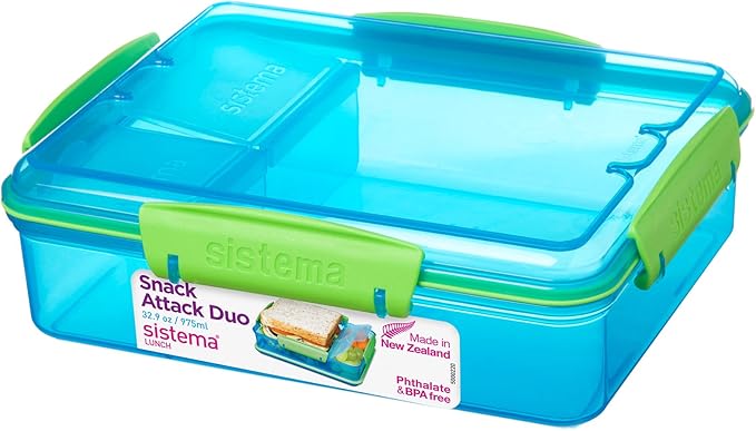 Sistema Lunch Snack Attack Duo Lunch Box | 975 ml | BPA-Free | Assorted ...