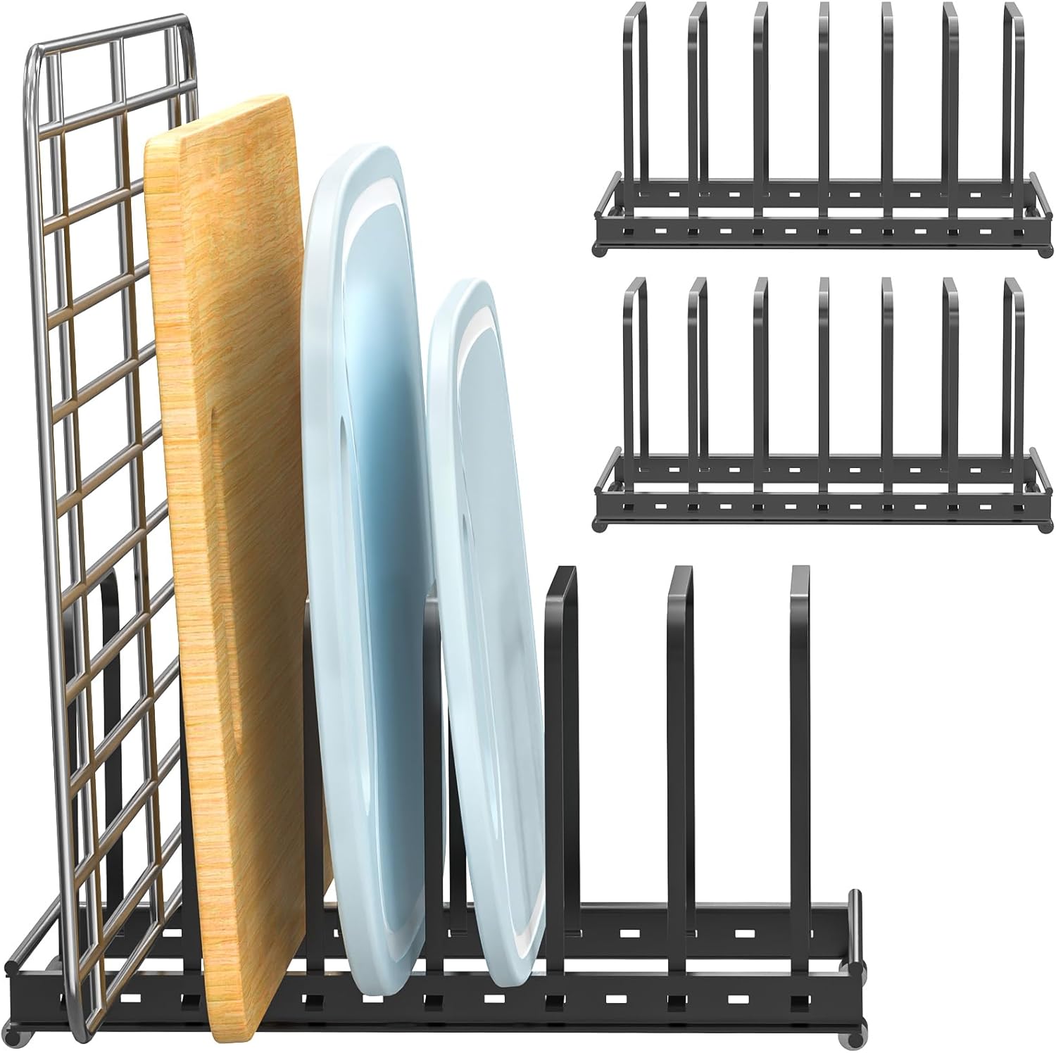 Amazon.com - TEAMOLA Adjustable Bakeware Organizer Rack - 2pc Black ...