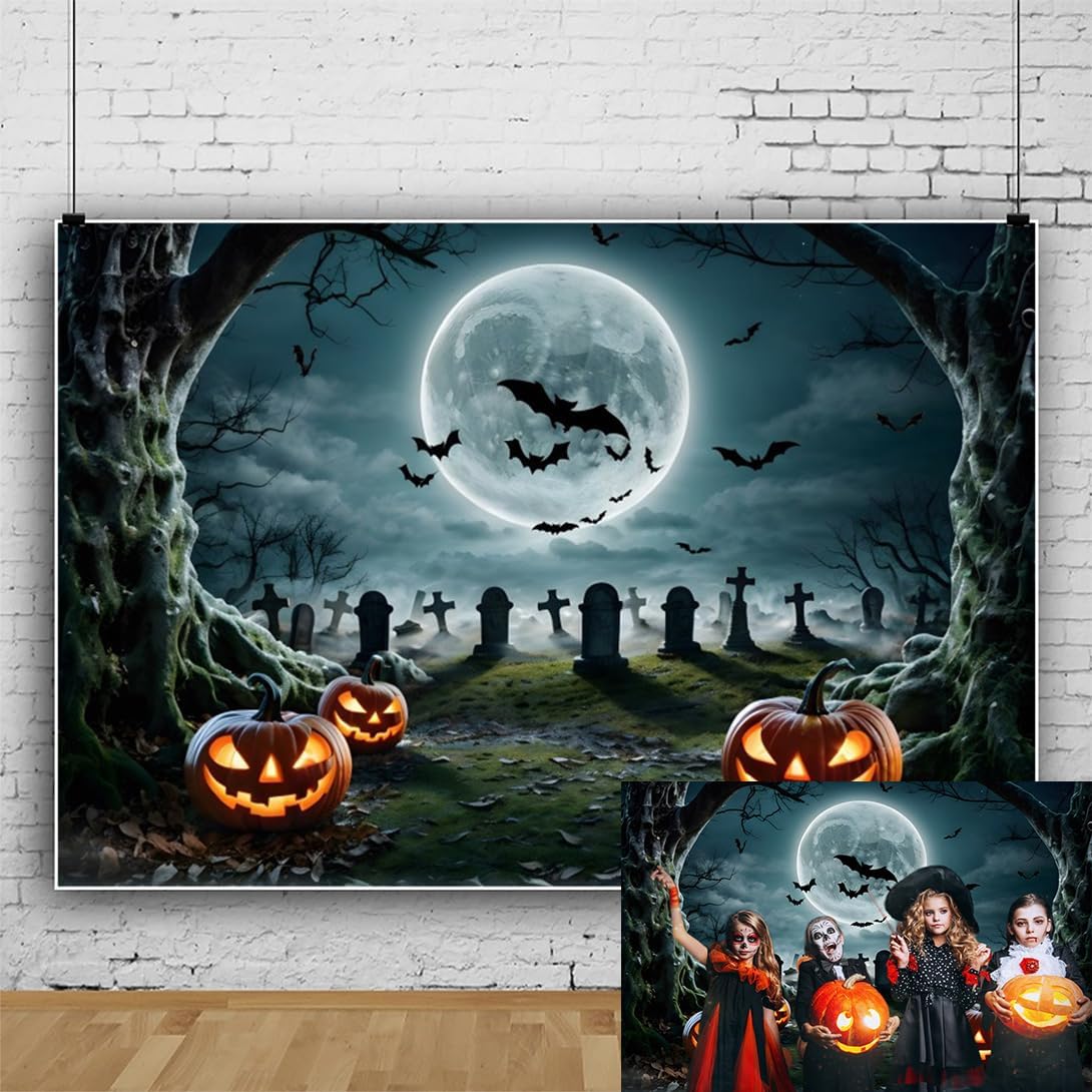 Amazon.com : Halloween Photo Backdrop Horror Forest Scary Night ...