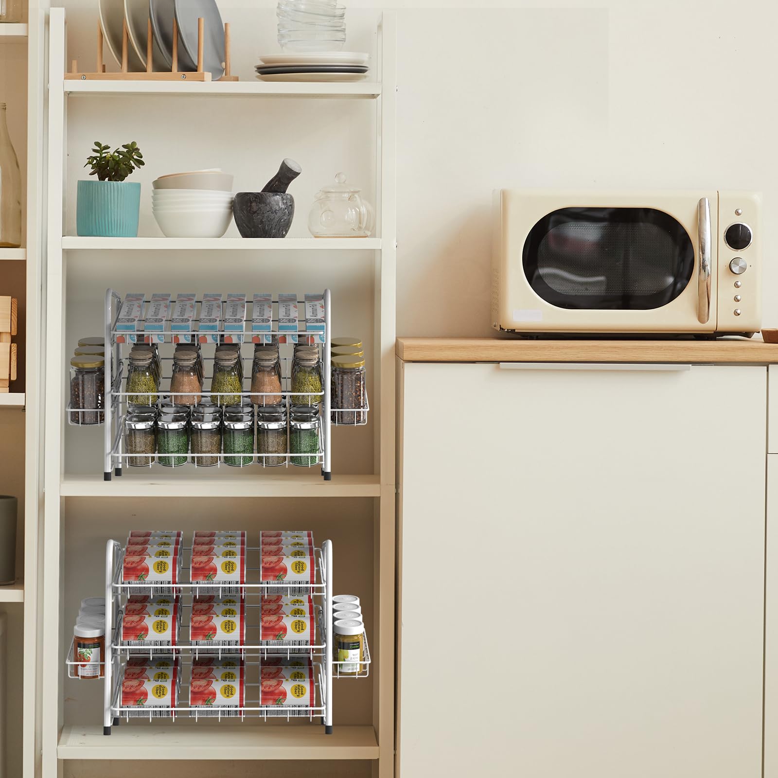 Snapklik.com : Can Storage Rack 2 Pack, White Can Storage Organizer ...