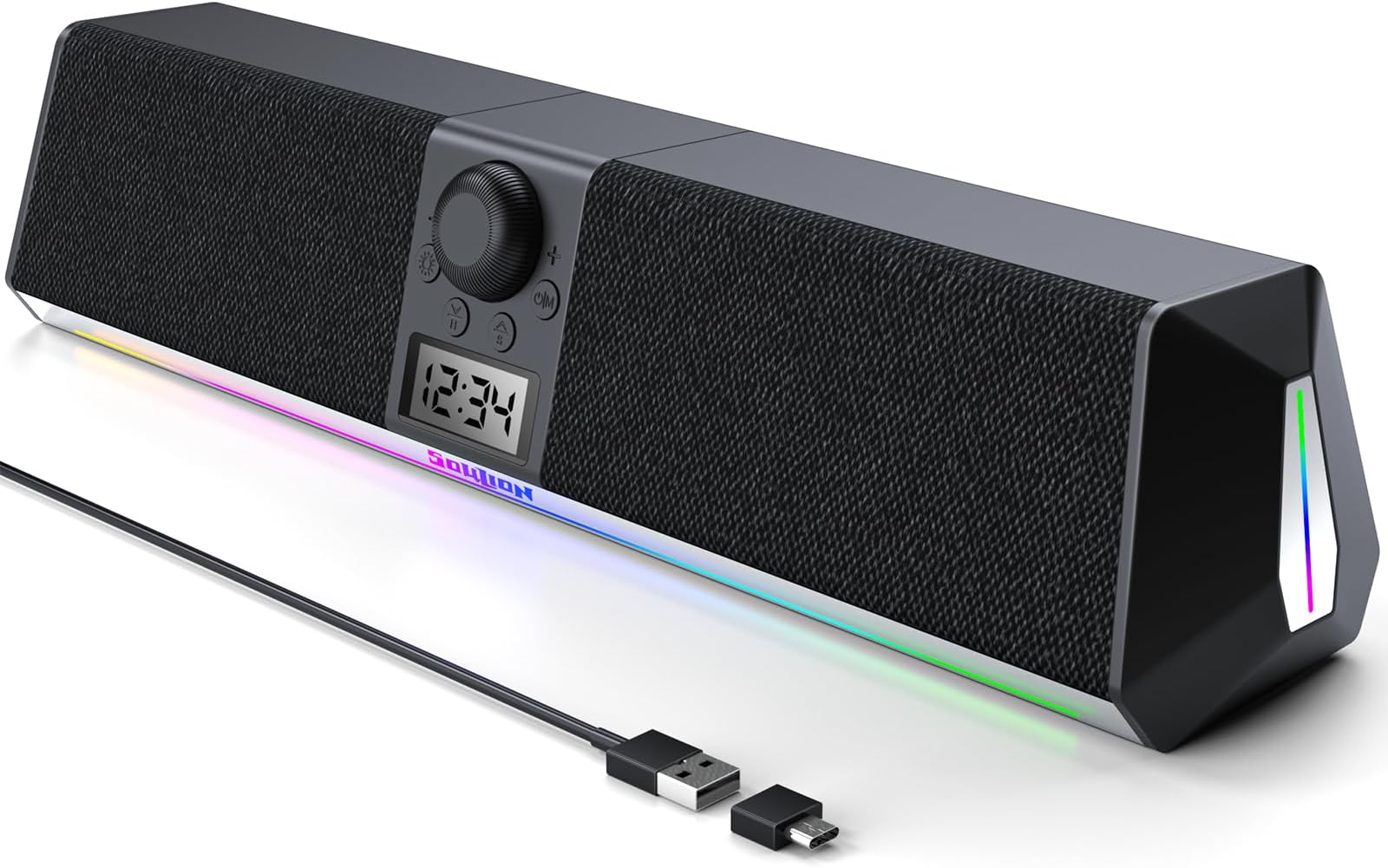 Amazon.com: SOULION R80 Bluetooth Computer Speakers, USB Speakers with Digital Clock Display for ...