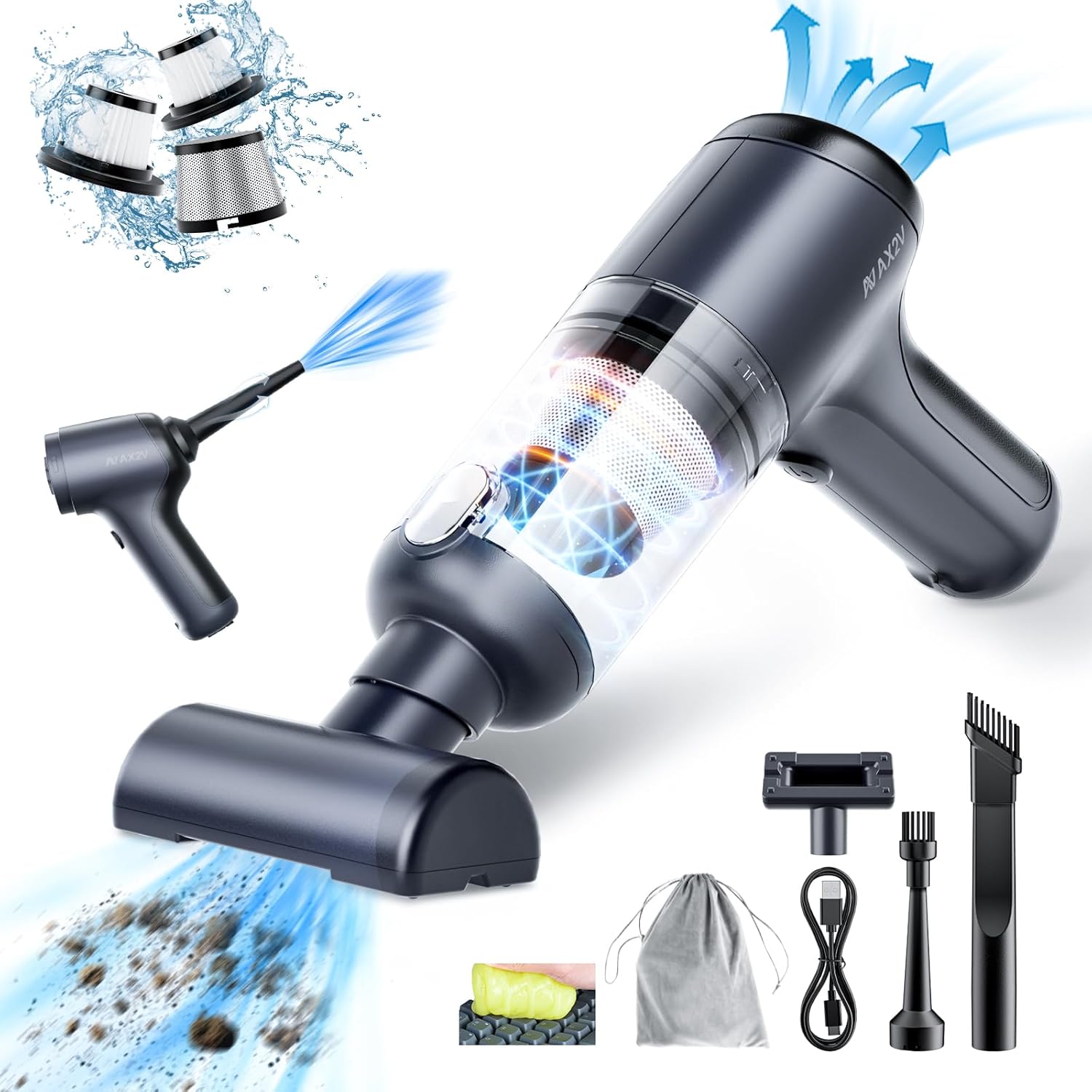 Amazon.com: AX2V Mini Vacuum Keyboard Cleaner & Compressed Air Duster ...