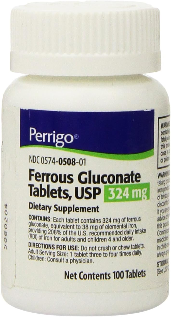 Amazon.com: Puregen Labs Ferrous Gluconate 324 mg [High Potency] Iron ...