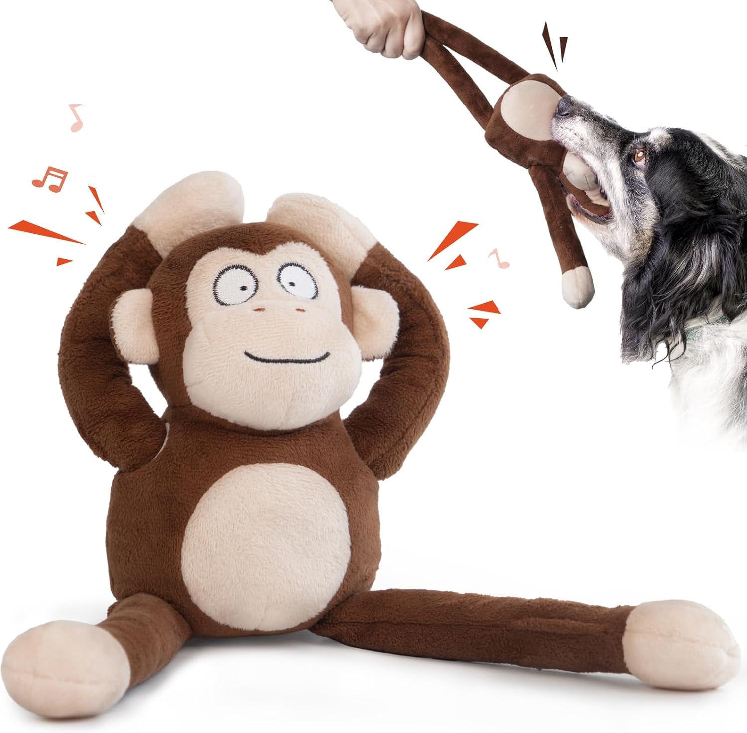 Pet Supplies : Monkey Squeaky Dog Toys with Crinkle Paper Stuffed ...