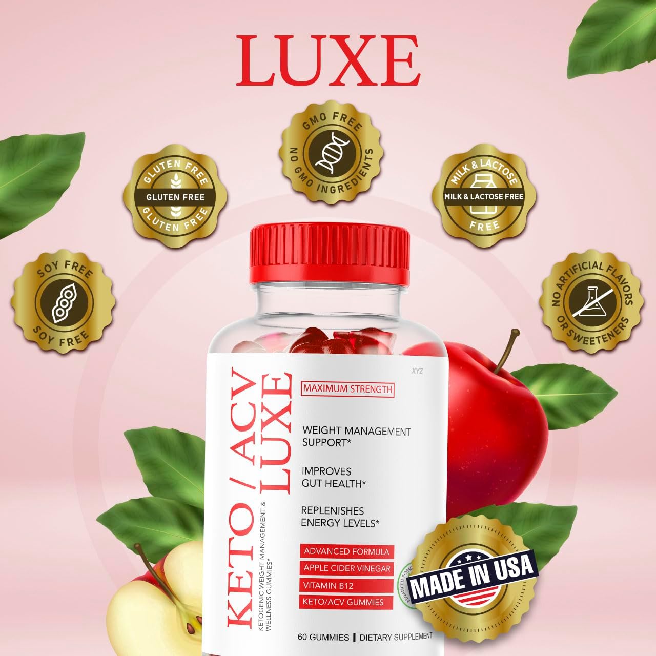 Paquete de 3 gomitas Keto Luxe ACV Gomitas Keto Luxe de gran sabor, gomitas Keto ACV Luxe ...
