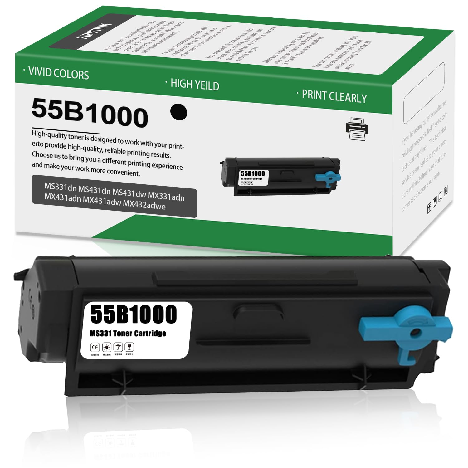 Amazon.com: 55B1000 Black Toner Cartridge [With New Chip] 55B1000 High ...