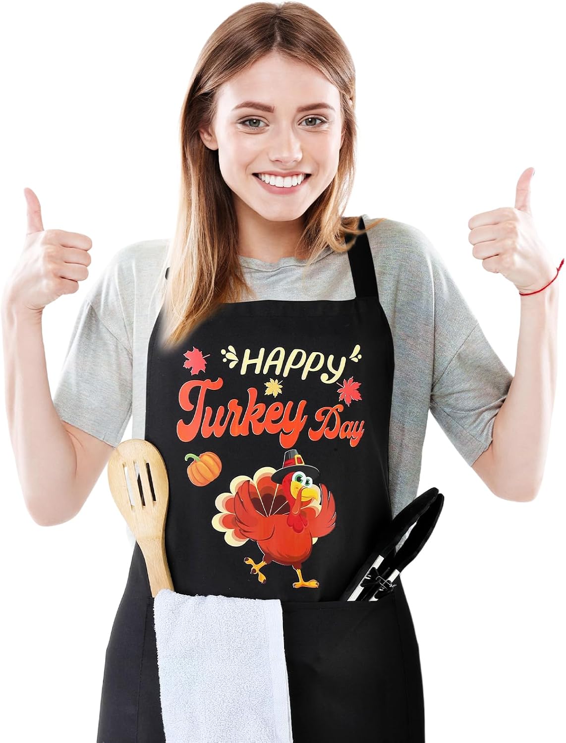 Amazon.com: XLSXEXCL Thanksgiving Aprons for Women Men with Pockets ...