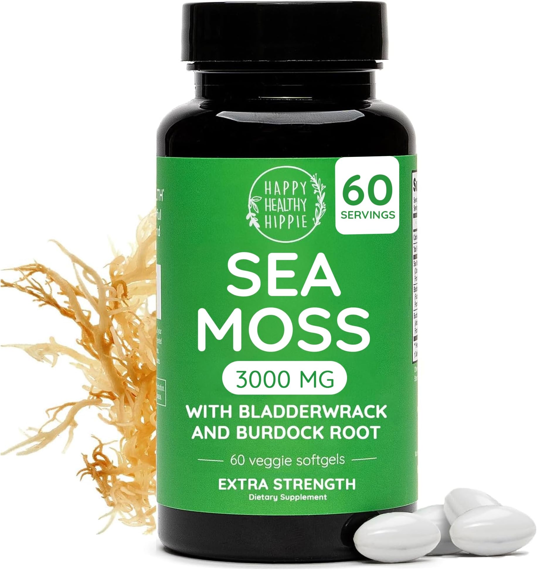 Amazon.com: Happy Healthy Hippie Sea Moss Gel Capsules 3,000 mg (1 ...