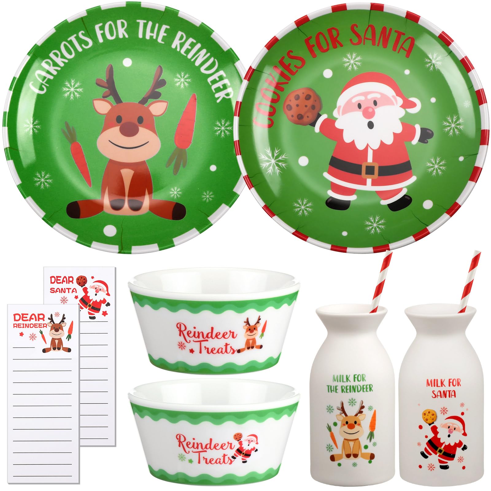Amazon.com | Tioncy 8 Pcs Christmas Cookies for Santa Plate Set Santa ...