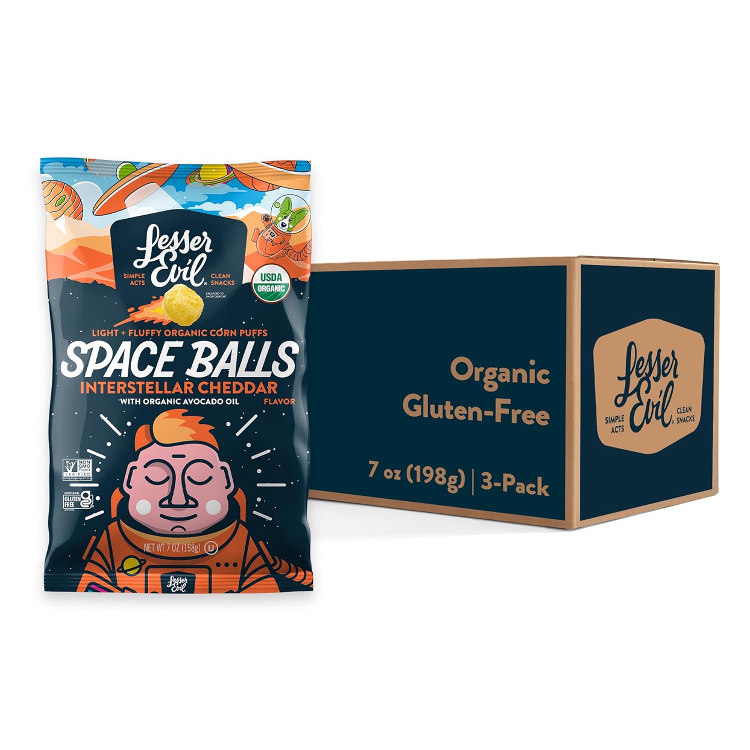 Amazon.com: LesserEvil Interstellar Cheddar Space Balls, Premium ...