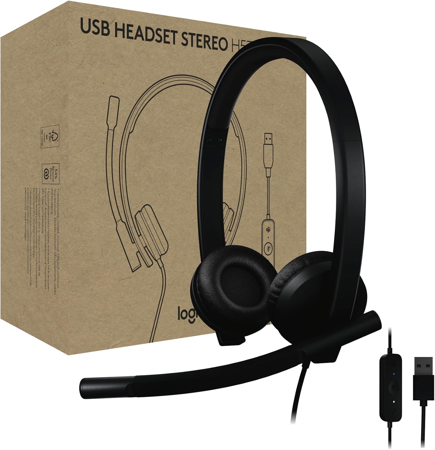 Logitech H570e USB Headset with Microphone for PC and Mac, USB-A Wired ...