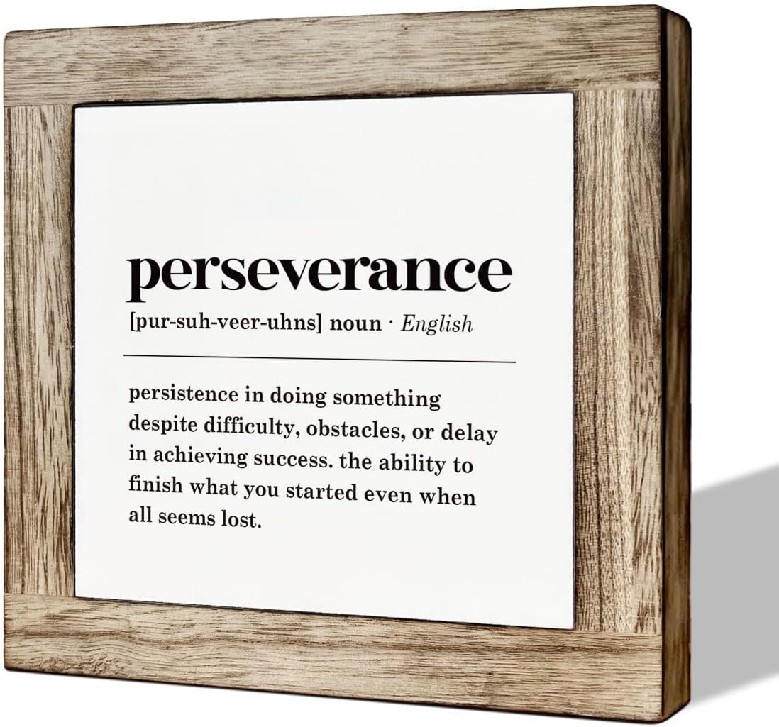 Amazon.com: Perseverance Definition Wooden Box Sign for Office ...
