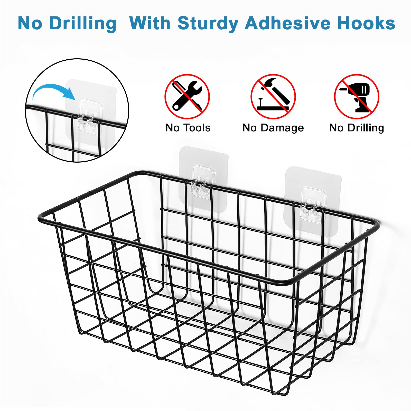 Snapklik.com : 5 Pack Wire Storage Baskets, Hanging Wall Basket Premium ...