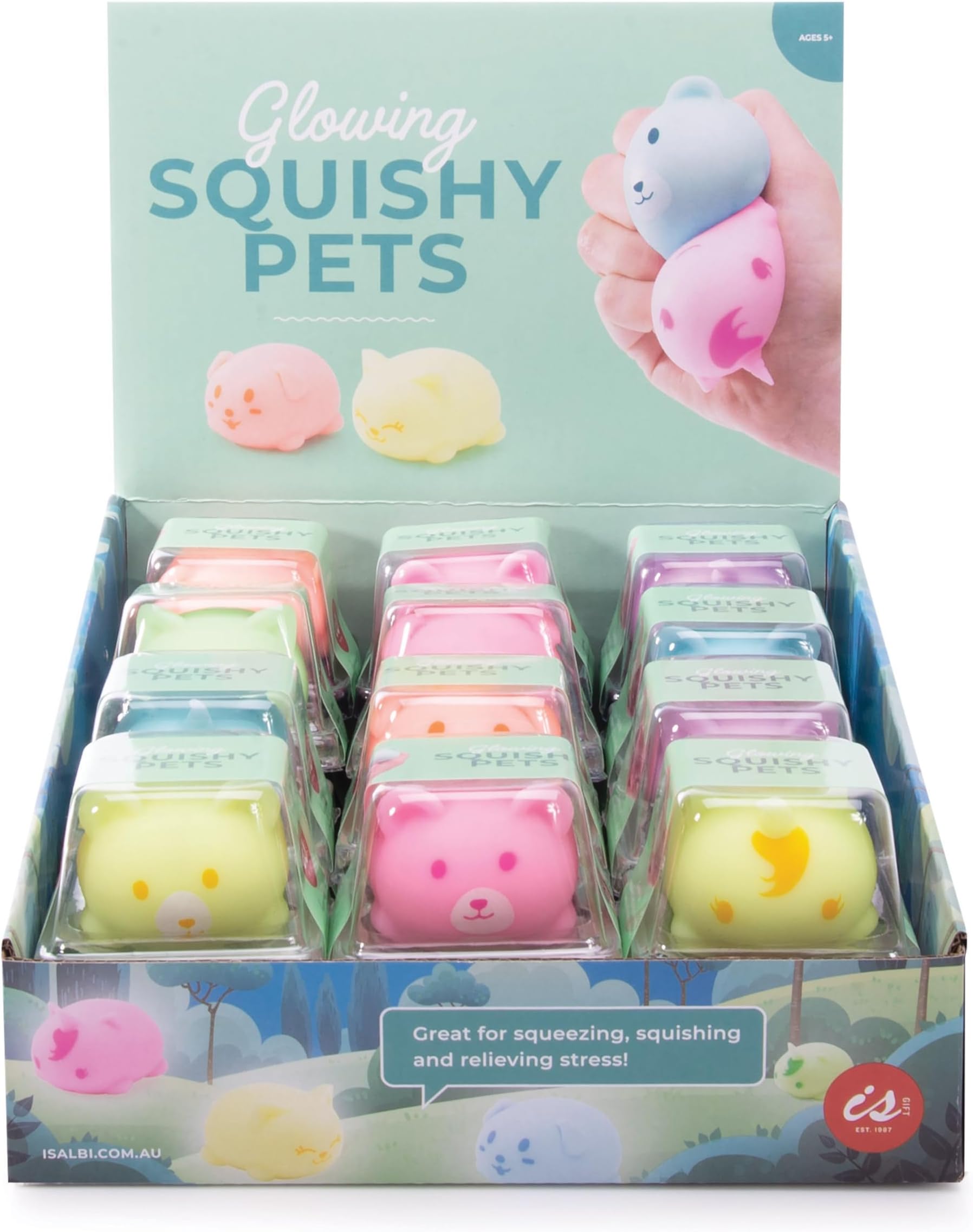 IS Gift IS72091 Glow in The Dark Squishy Pets, Assorted Colour : Amazon ...
