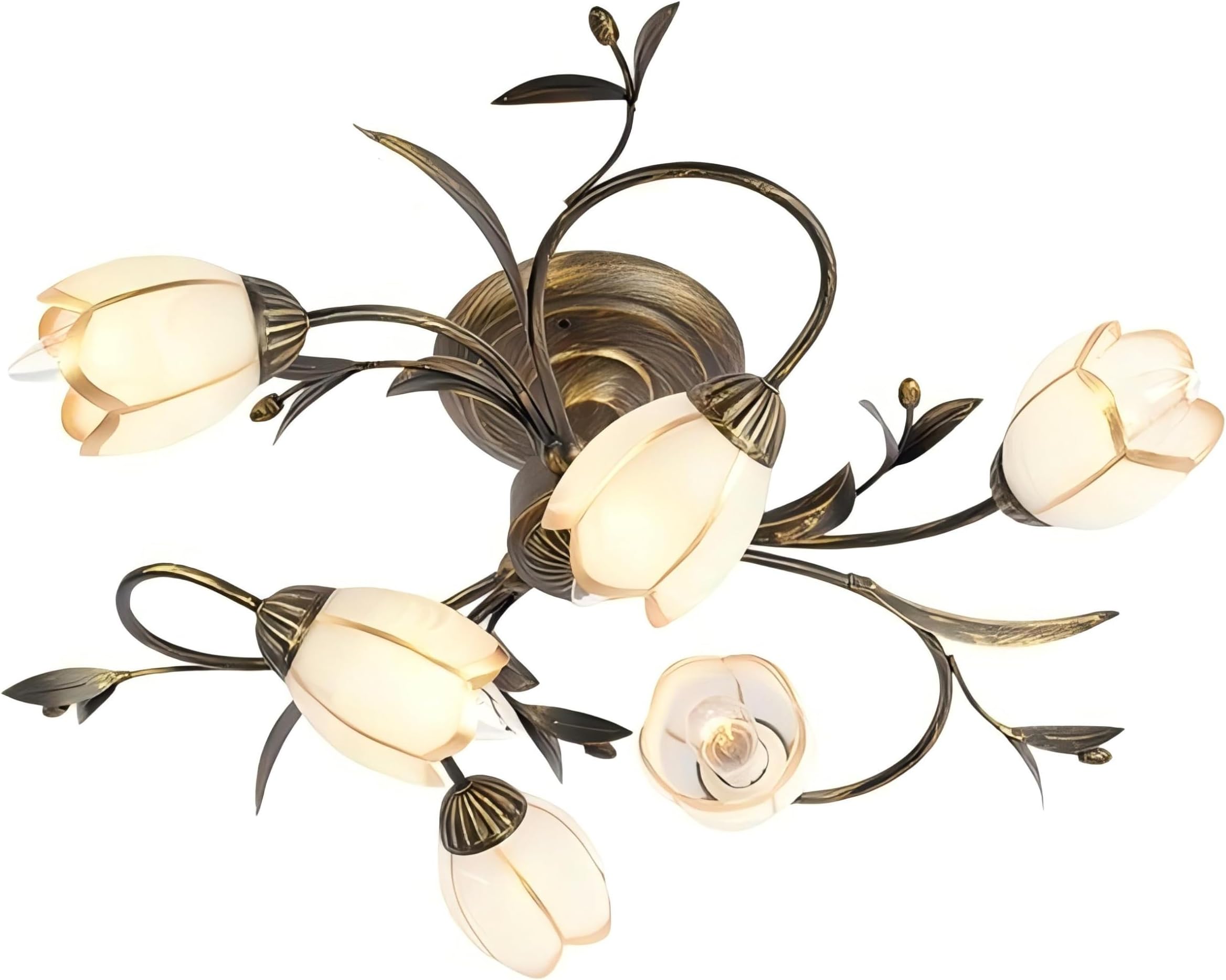 Amazon.com: Pastoral Floral Ceiling Lights 4-Light Pink Rose Flush ...