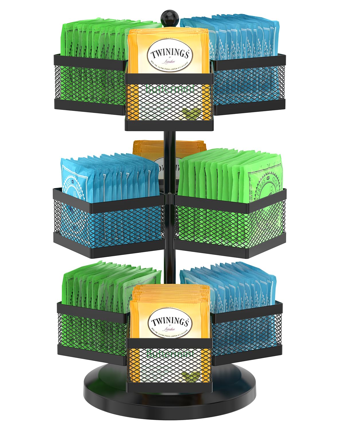 Amazon.com: FLMOUTN 3 Tier Rotating Metal Tea Bag Organizer for ...