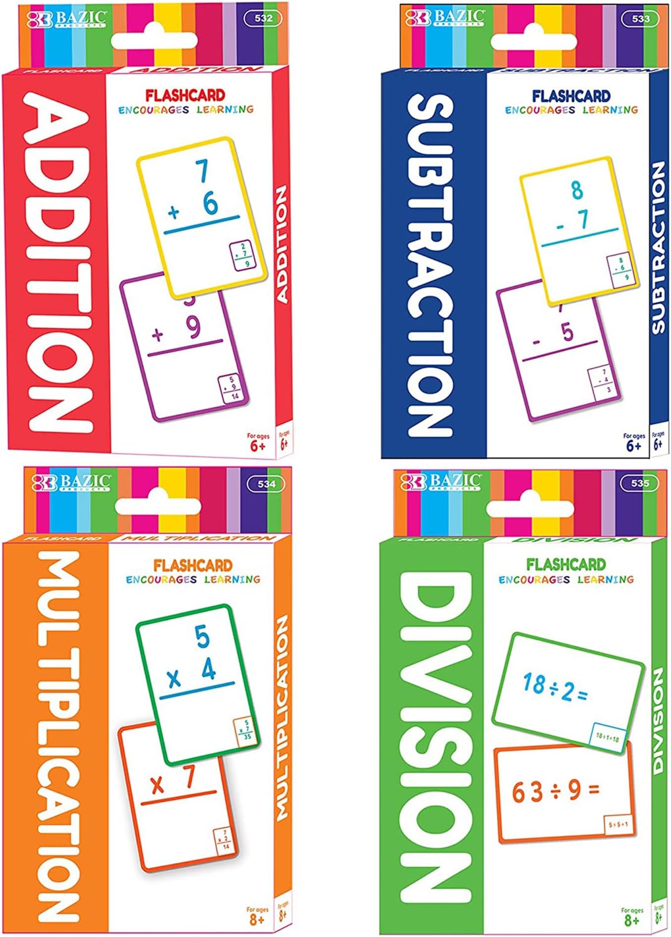 Amazon.com: BAZIC Addition & Subtraction & Multiplication & Division ...