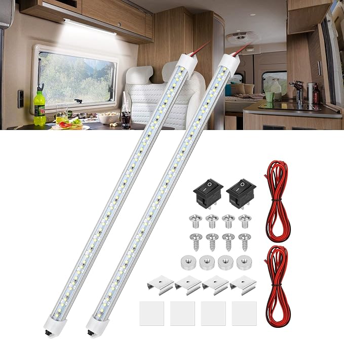 2 PCS Auto Innenlichtleiste Innenbeleuchtung, 48 LED 3W 6500K 12V LED ...