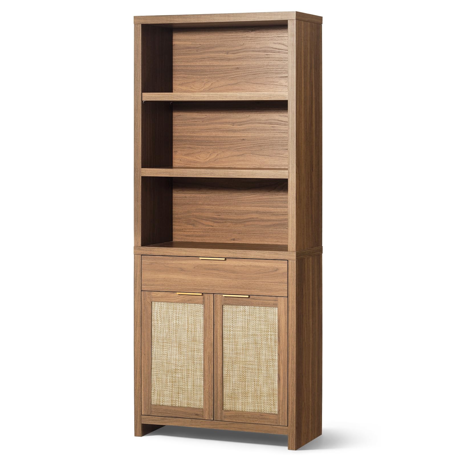 Amazon.com: Hampstead Bookcase, Rattan Bookcase with Doors Cabinet and ...