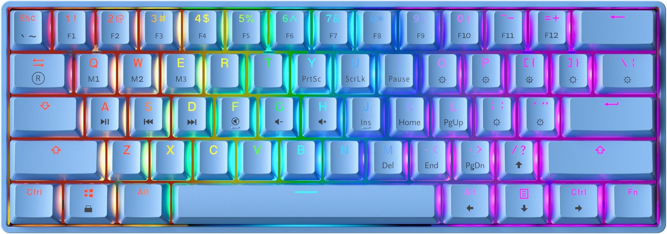 GK61 Mechanical Gaming Keyboard - 61 Keys Multi Color RGB Illuminated ...