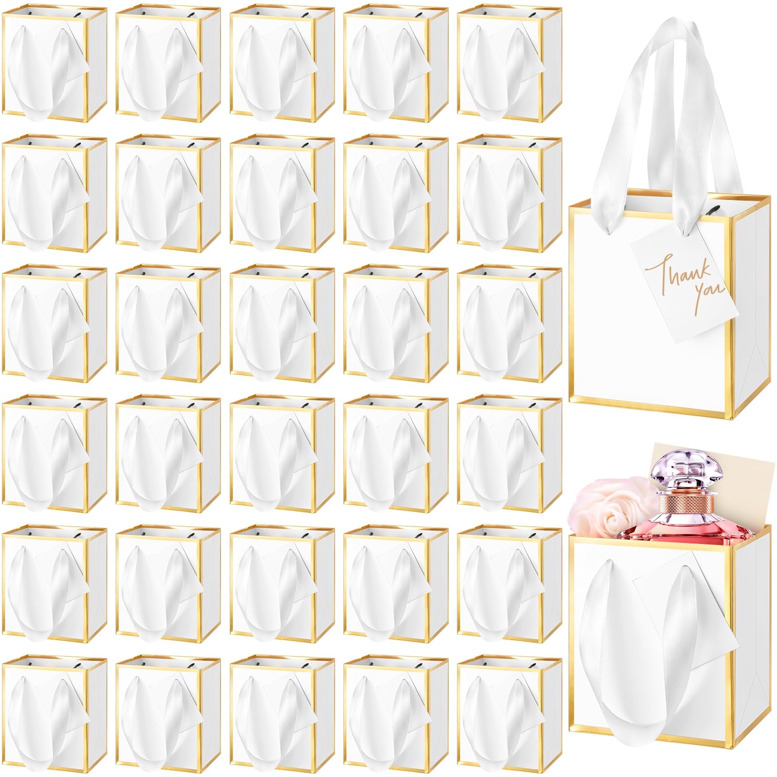 Amazon.com: Yeaqee 50 Pcs Mini Metallic Paper Gift Bags with Handles ...