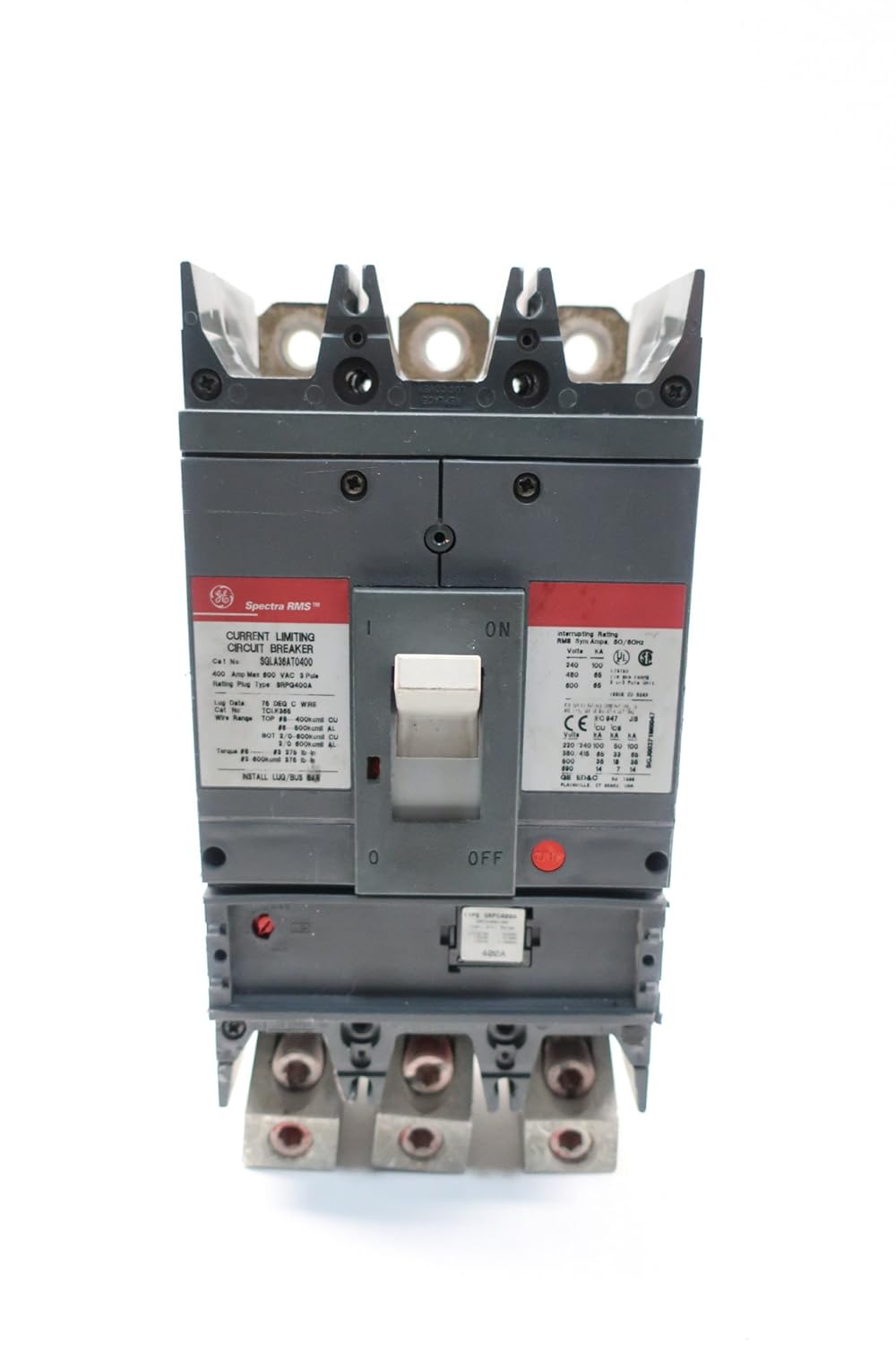 GE SGLA36AT0400 Spectra RMS Circuit Breaker 400A 3P 600V-AC W/400A Plug ...