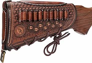 TOURBON Vintage Leather No Drill Cheek Rest Buttstock Protective Pouch ...